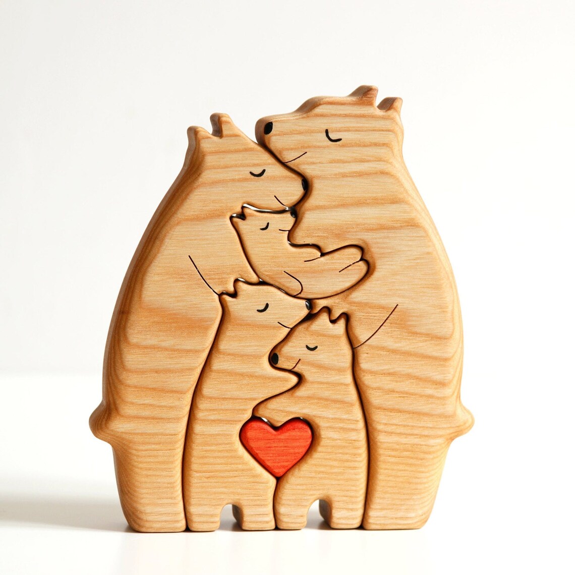 Wooden Bear Family Puzzle, Person Animal Figurines, Family Home Decor ...