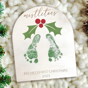 Mistletoes Craft, Baby's First Christmas, DIY Footprint Art, Mistletoes ...