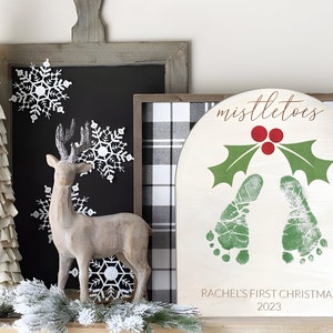 Mistletoes Craft, Baby's First Christmas, DIY Footprint Art, Mistletoes ...