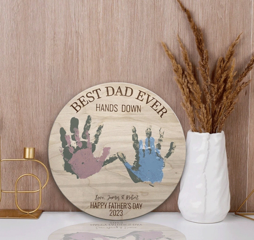 Personalized Best Dad Hands Down Sign, DIY Handprint Sign for Grandpa ...