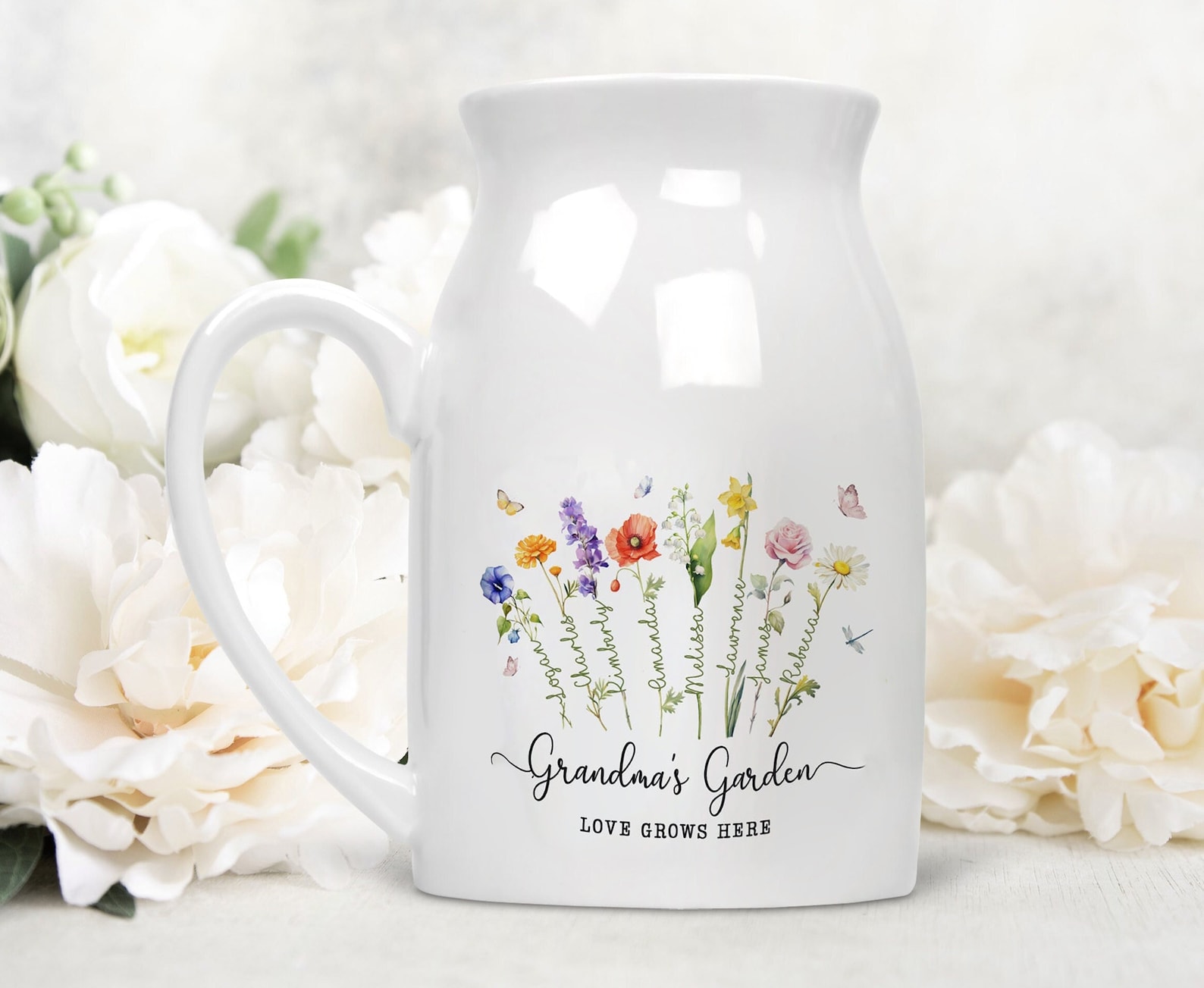 Custom Grandma's Garden Flower Vase, Custom Grandkid Name Flower Vase ...