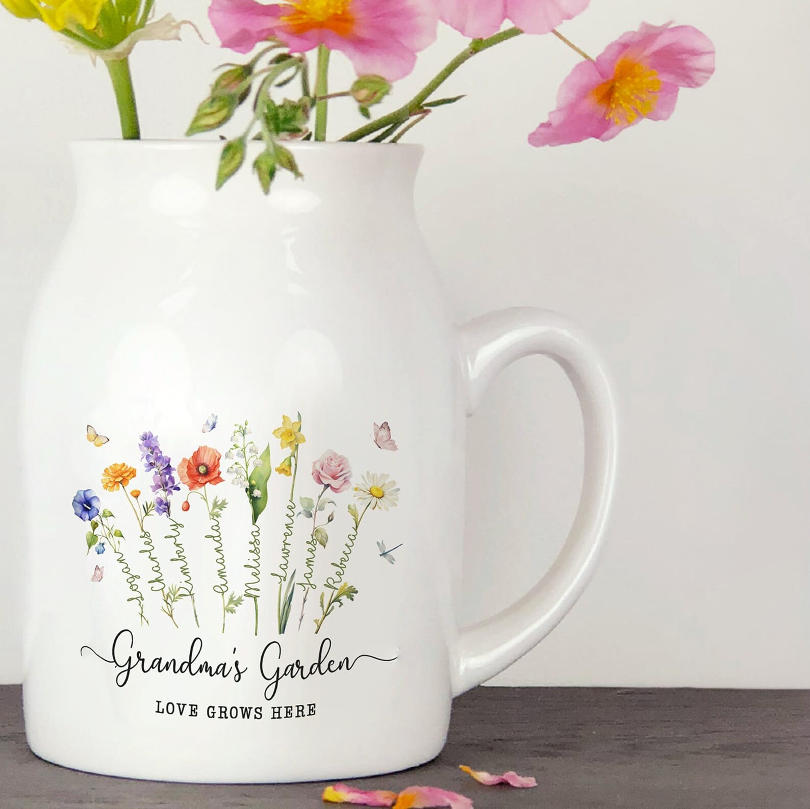 Custom Grandma's Garden Flower Vase, Custom Grandkid Name Flower Vase ...