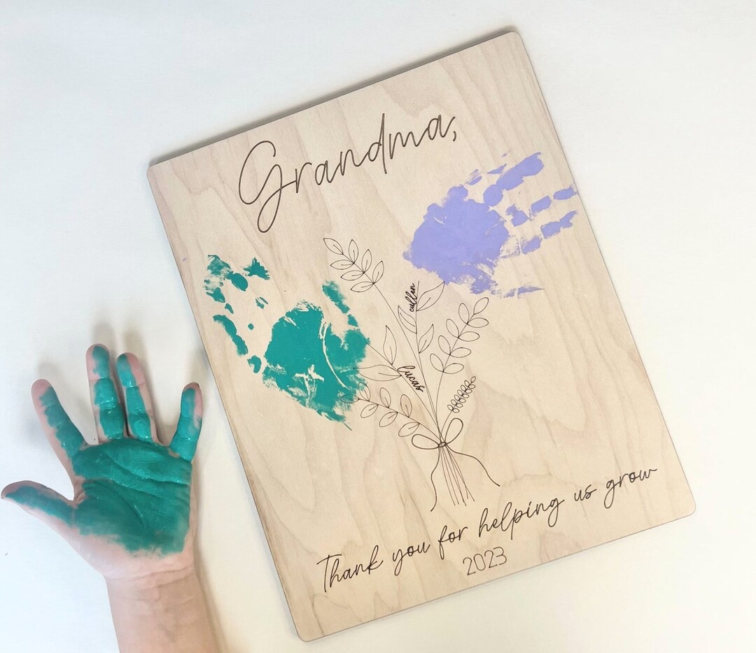 Kids Handprint Gift, Flowers for Grandma, Flowers for Mom, Grandma ...