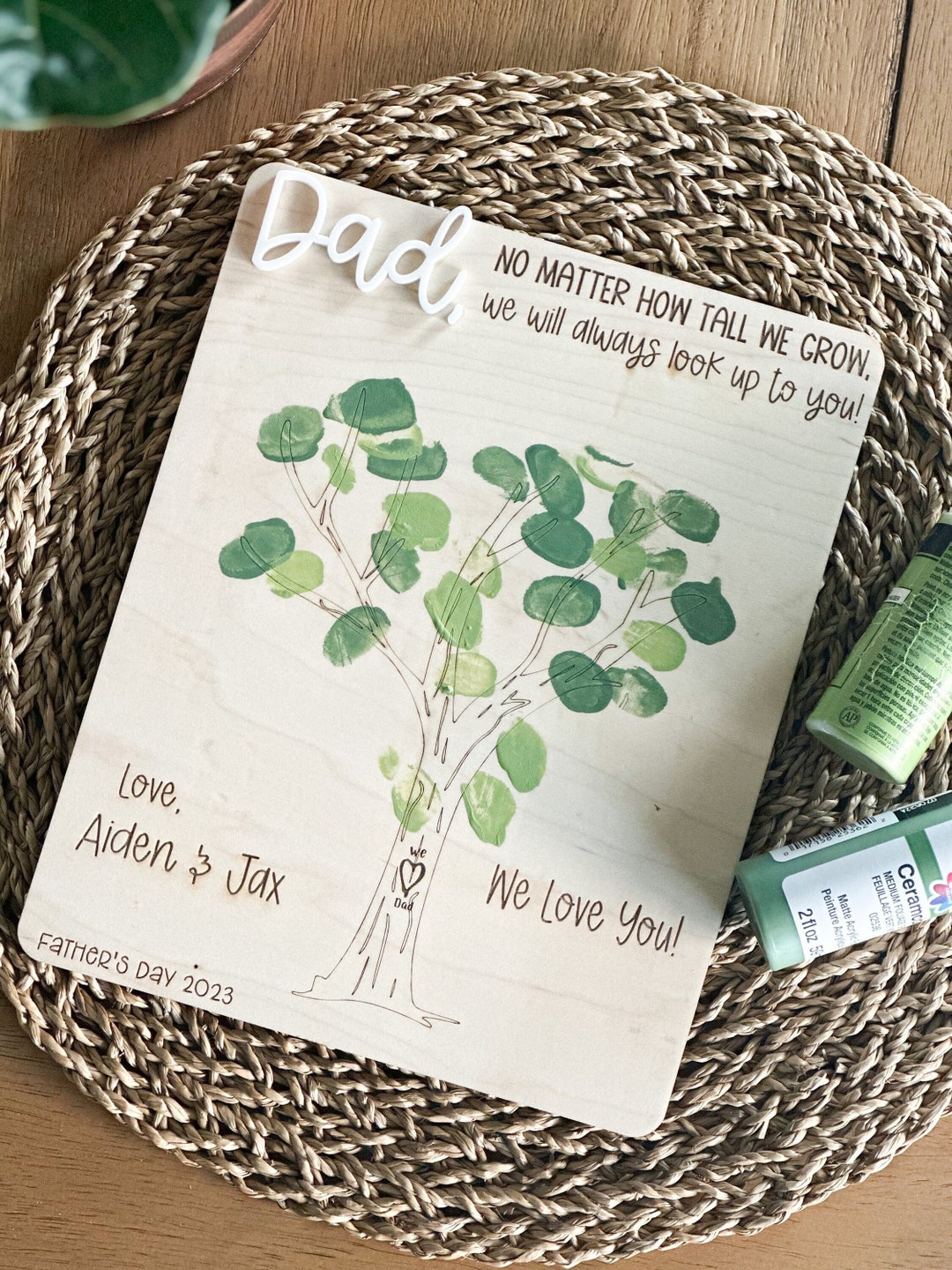 Father's Day Handprint Sign, Handprint Art for Dad, Personalized ...