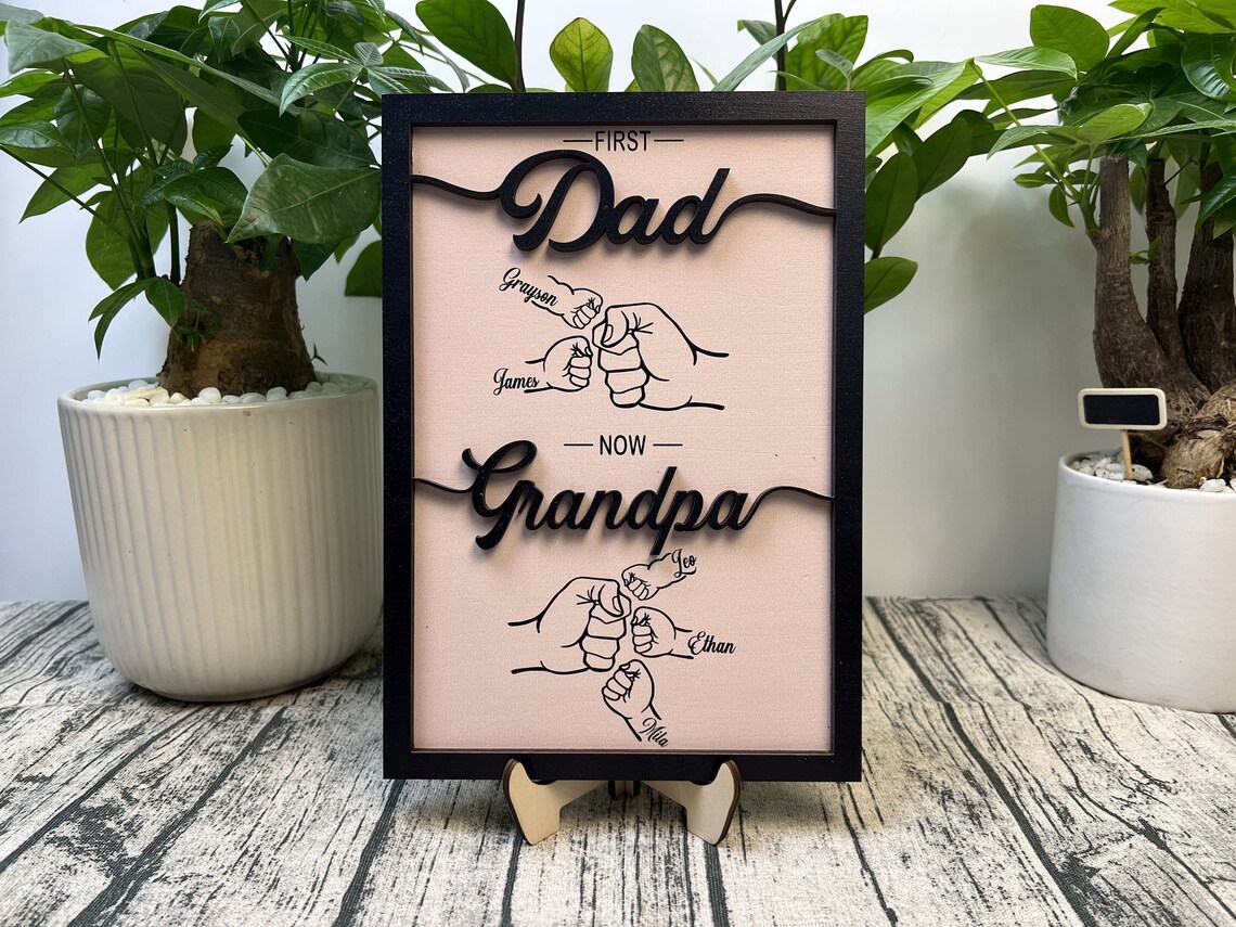 Personalized First Dad Now Grandpa Wooden Sign, Personalized Dad and ...