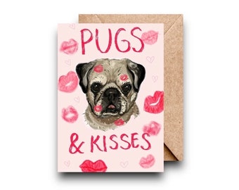 Pugs & Kisses Card - Etsy