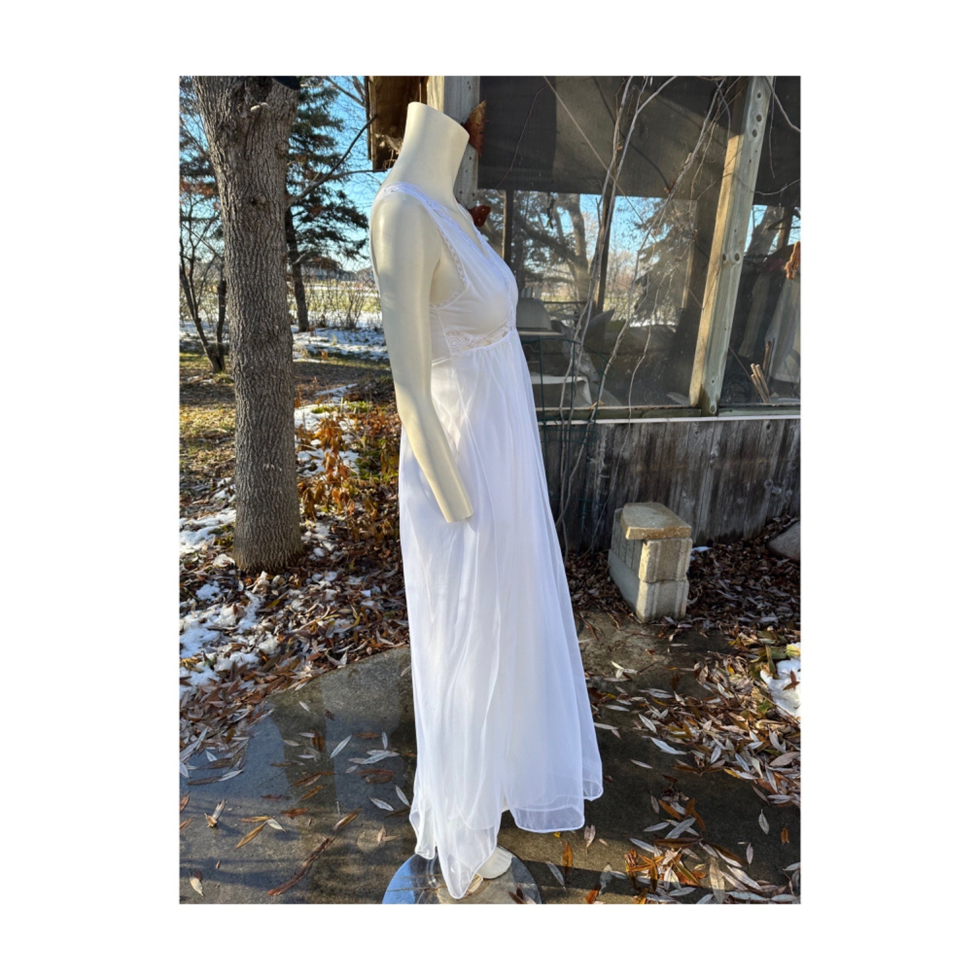 70s Slumber Suzy White Nylon Peignoir Set Gown Robe Chiffon - Etsy