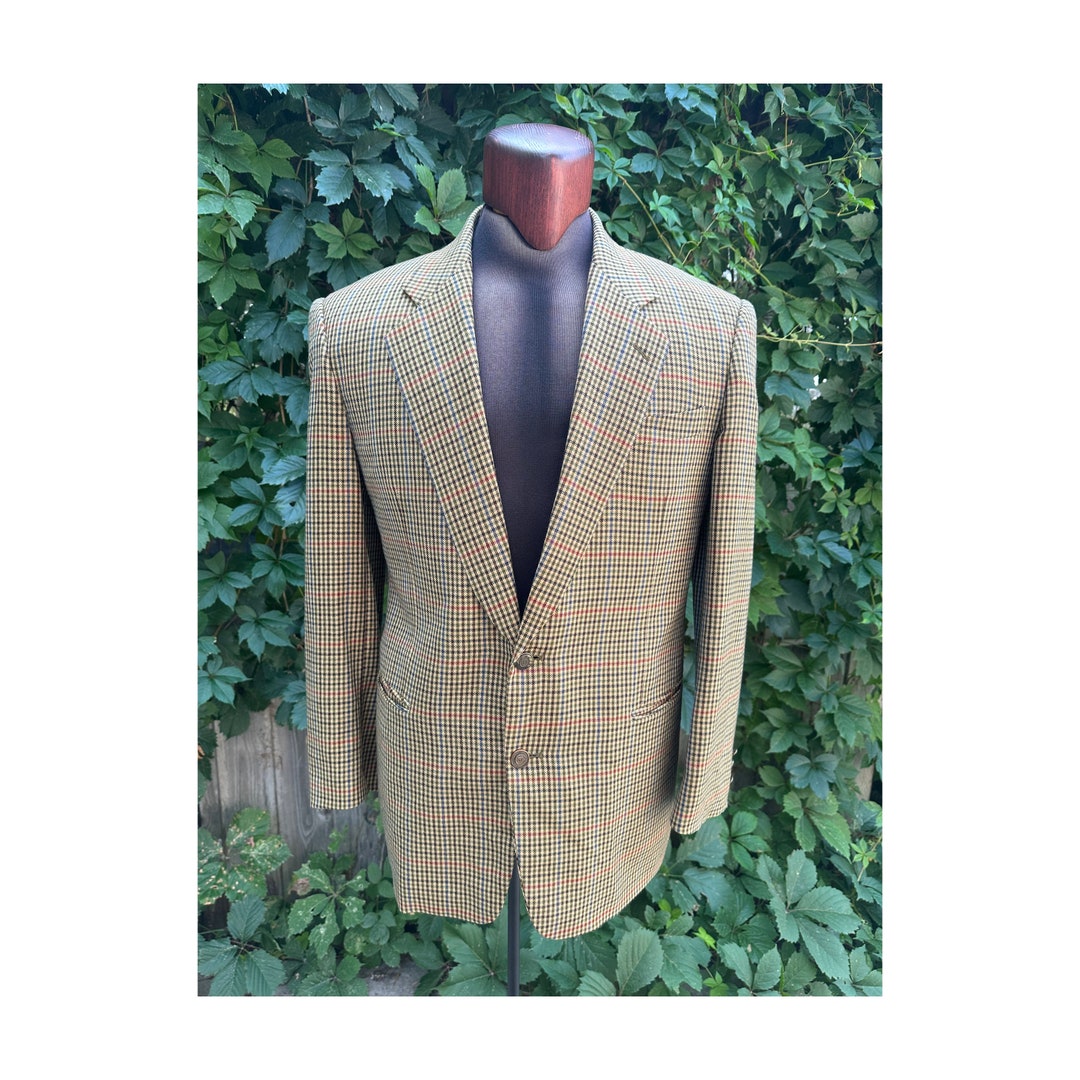 Buy 80s Loro Piana X Paolo Gucci 100% Cashmere Blazer Houndstooth ...