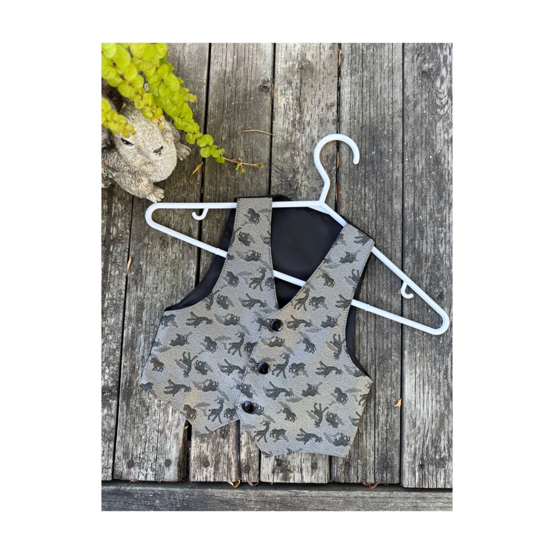 Vintage 80s 90s Safari Animal Vest Waistcoat Giraffe Zebra Hyena Sz 2T ...