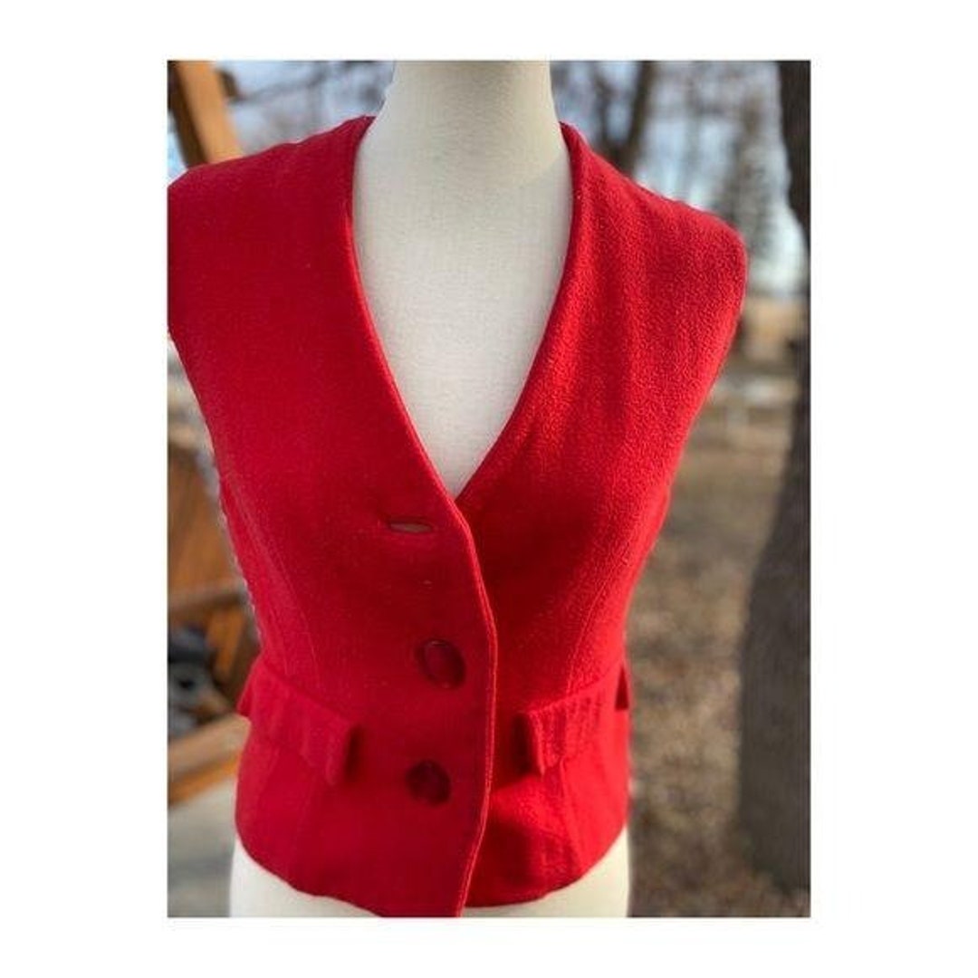 Vintage 1940s Red Wool Waistcoat Vest Fitted Sz M - Etsy
