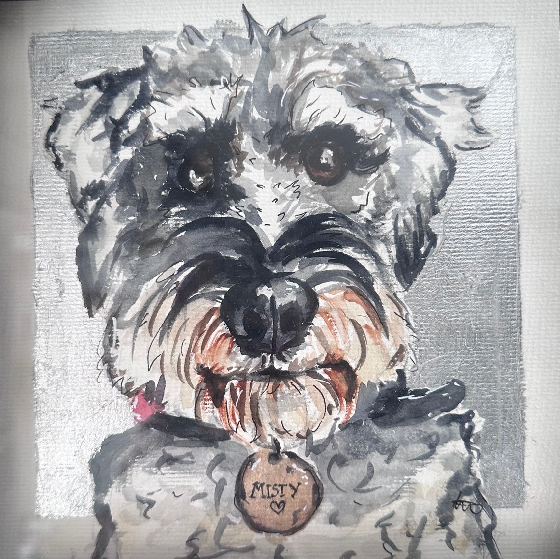 Custom Watercolour Gold Leaf Dog Portraits, 20x20 Cm, Hand Painted, Pet ...