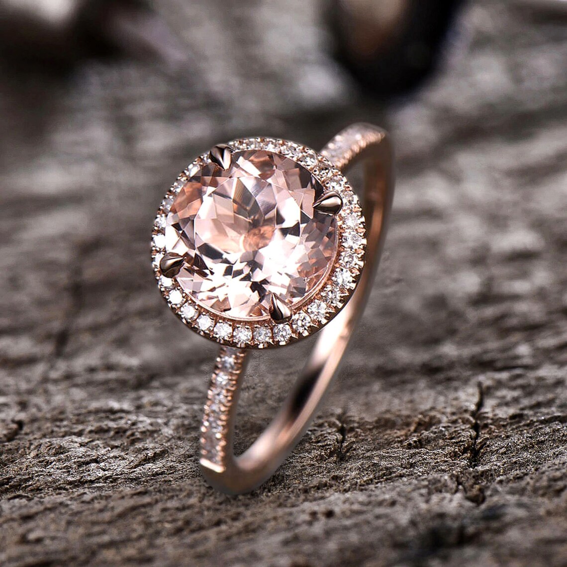 3.75 Carat 10mm Round Cut Morganite Engagement Ring 10k Rose - Etsy