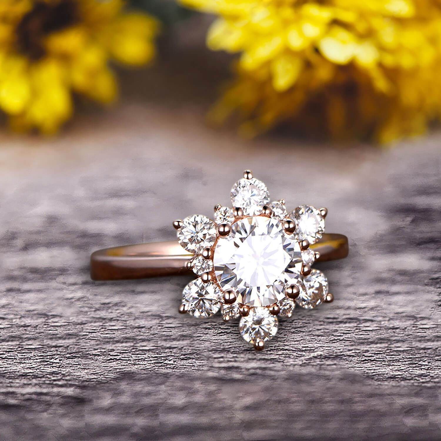 Unique Flower Design 1.25 Carat 6mm Round Cut Diamond - Etsy Canada