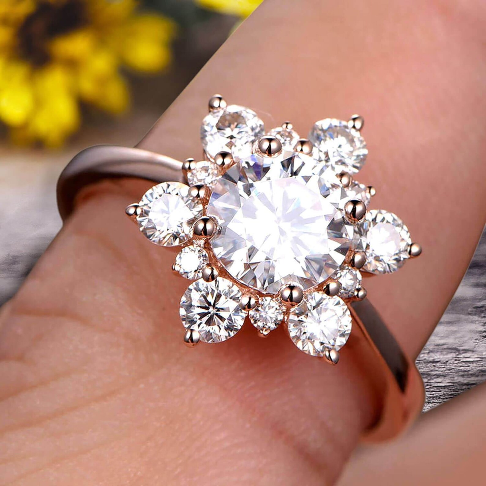 Unique Flower Design 1.25 Carat 6mm Round Cut Diamond - Etsy Canada