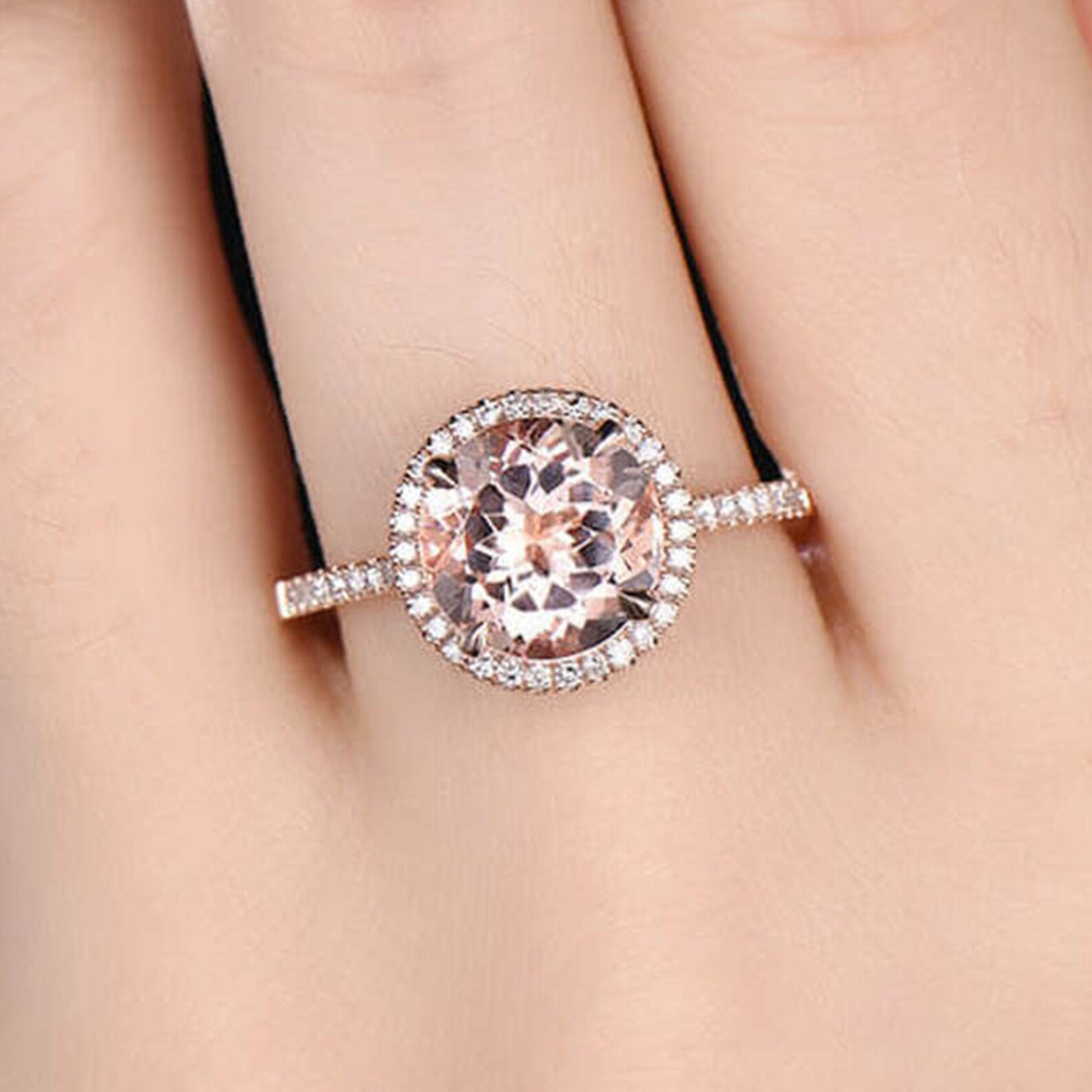 3.75 Carat 10mm Round Cut Morganite Engagement Ring 10k Rose - Etsy
