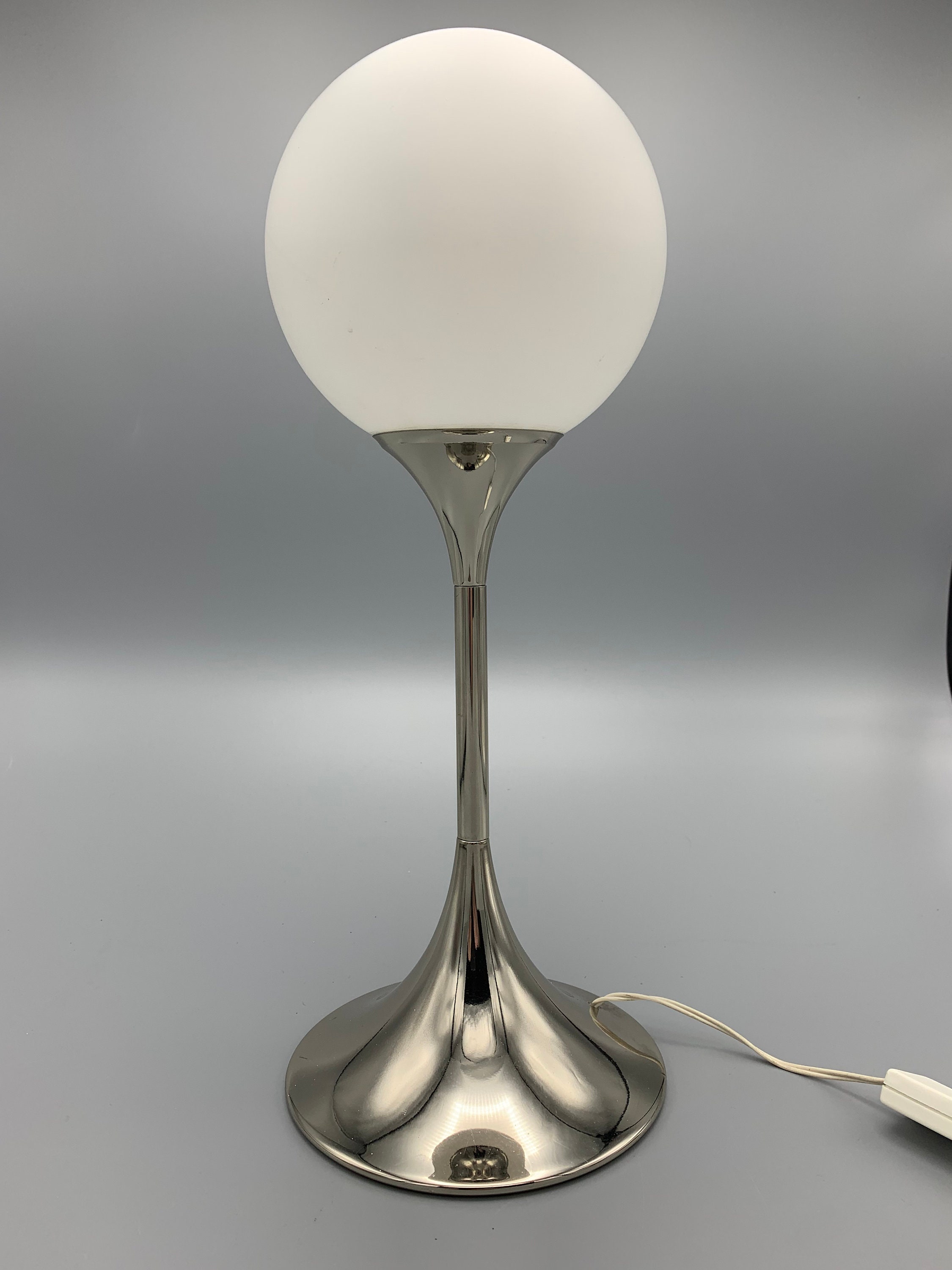 Heavy 70's Chrome Opal Globe Table Light - Etsy