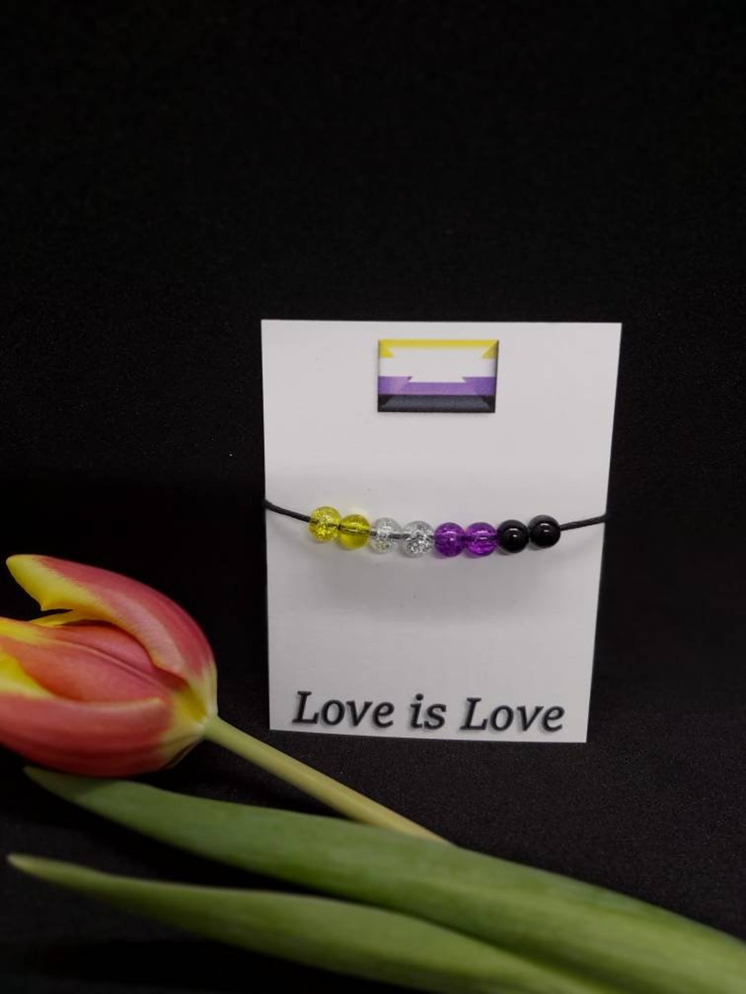 Non Binary Bracelet Gift. Adjustable Rainbow. Glass Beads - Etsy