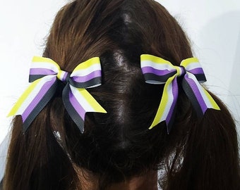 Non-binary Flag 8 Bit Hair Bow, Nonbinary Hair Bow, Nonbinary Bow Tie, Enby Gift - Etsy
