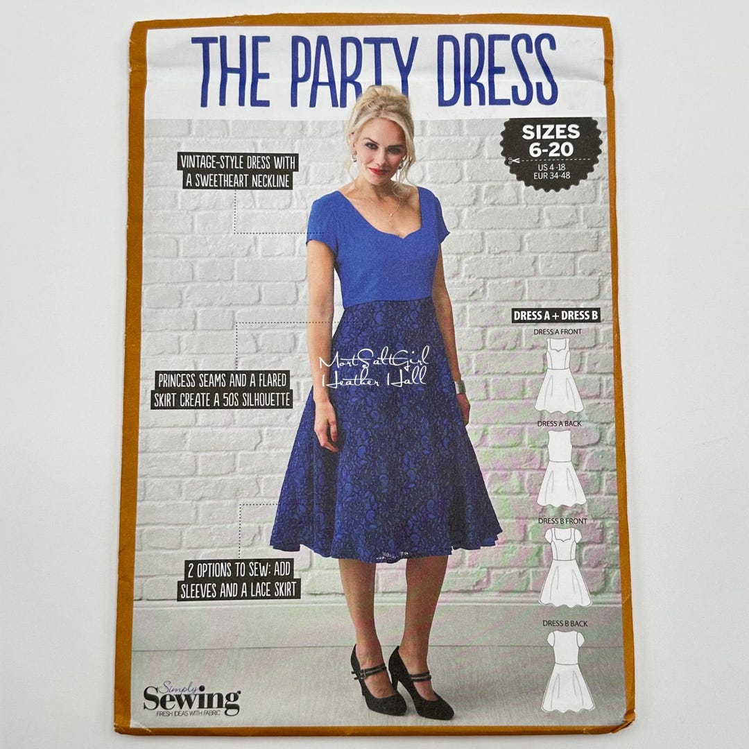 Vintage-style Sewing Pattern for Womens Party Dress W/ Sweetheart ...