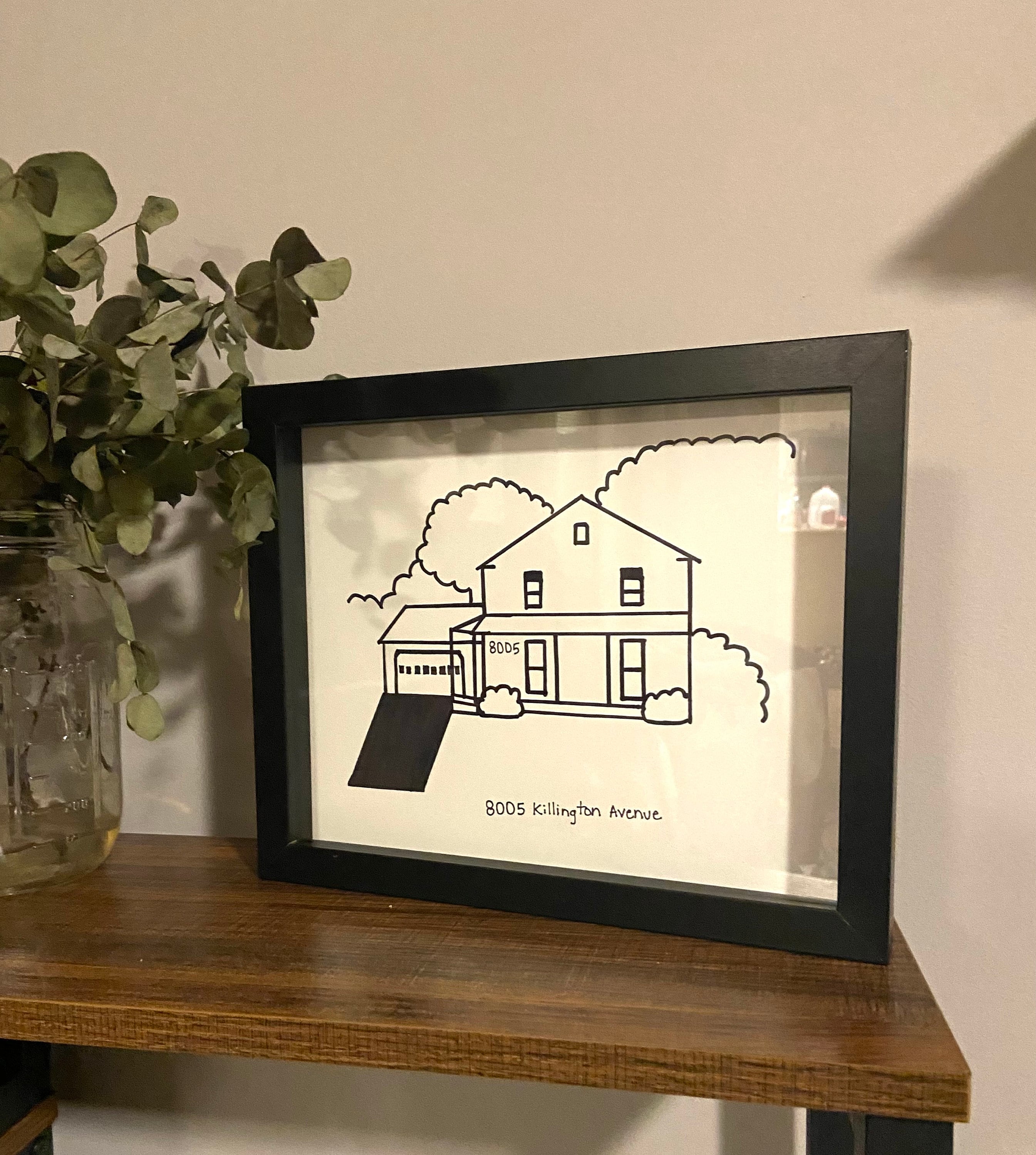 Custom Home Drawing, Minimalist House Drawing, New Home Gift, First ...