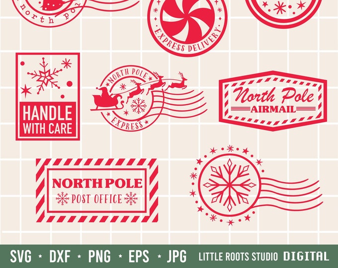 Christmas Stamps SVG / Stamp SVG / Santa Stamps / Cricut Christmas File ...