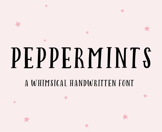 Peppermints Font / Handwritten Font / Whimsical Font / Digital | Etsy