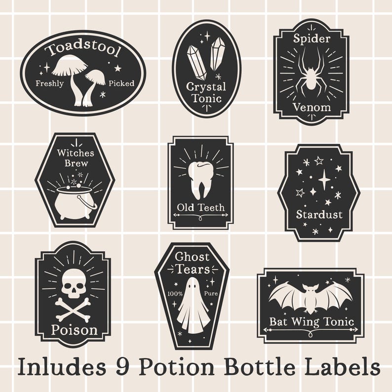 Potion Bottle Labels SVG Bundle: Halloween Decor (digital Download ...