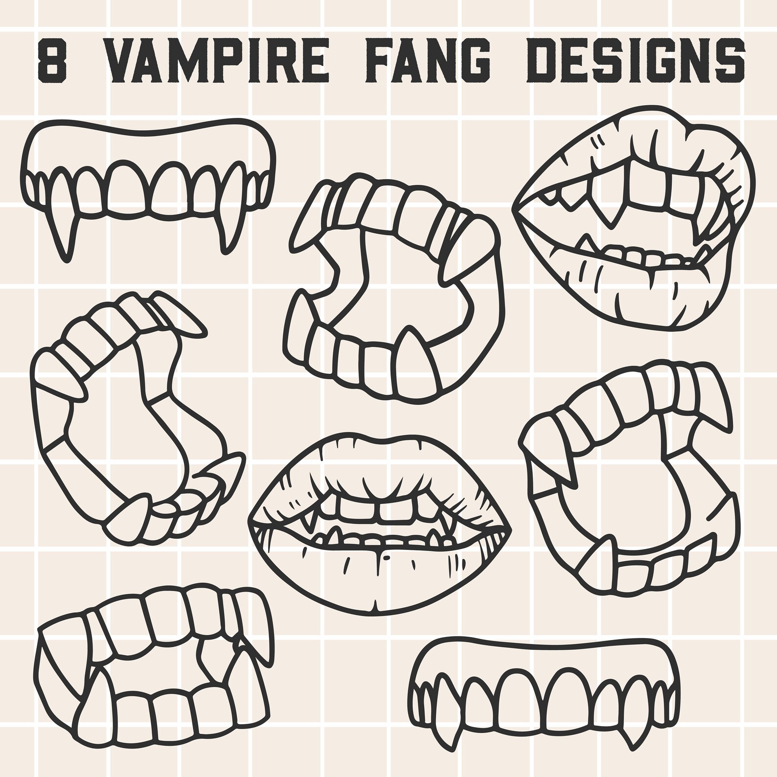 Vampire Teeth SVG Bundle: Halloween Fangs Cut File - Etsy