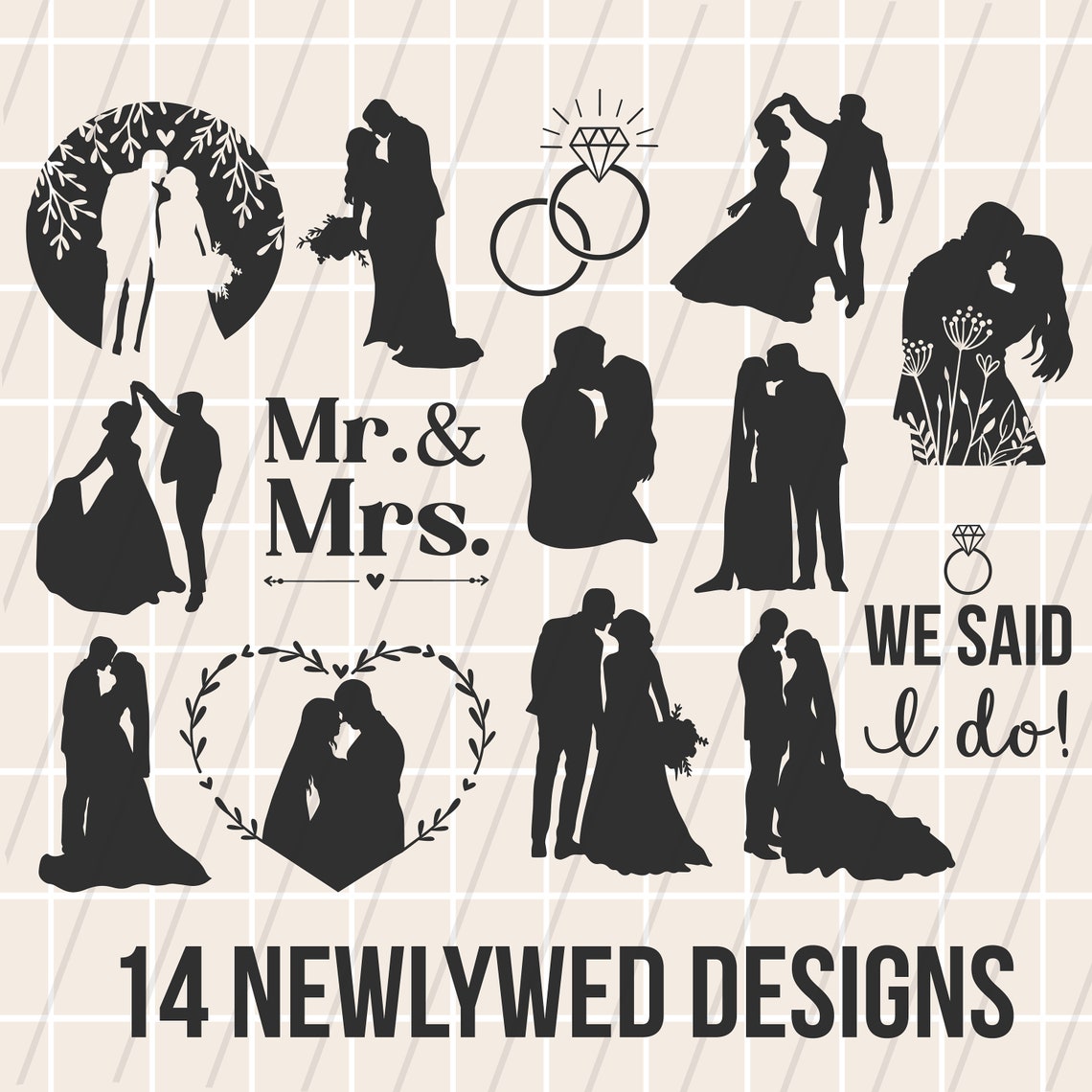 Wedding SVG Bundle: Mr & Mrs, Newlywed Designs (digital Download) - Etsy