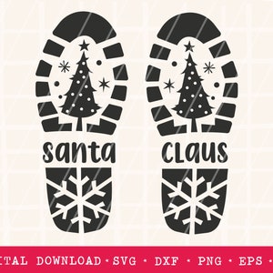 Santa Boot Print SVG / Santa Claus SVG File / Santa Foot Print Stencil ...