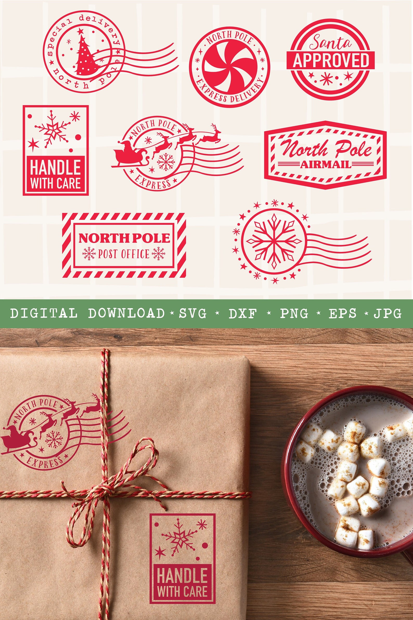 Christmas Stamps SVG / Stamp SVG / Santa Stamps / Cricut - Etsy