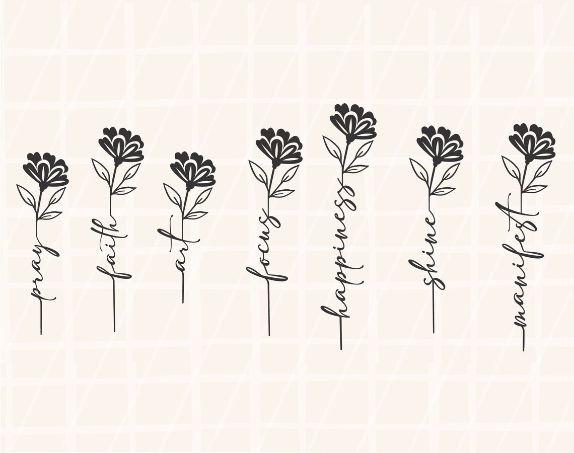 Floral Words SVG Bundle: Boho Flower Quotes, 20 Cut Files (digital ...