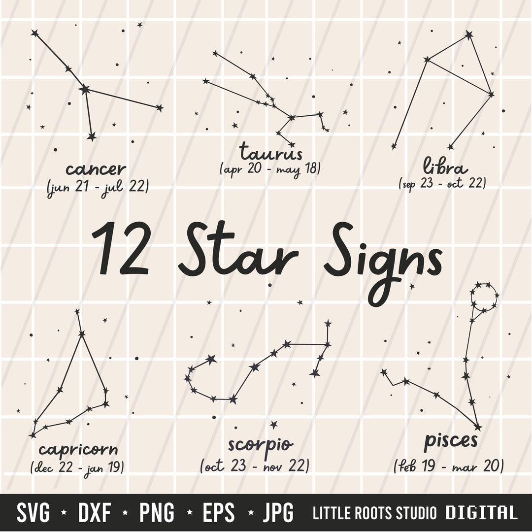 Star Signs SVG / Zodiac Constellation / Astrology Cut Files / Stars ...