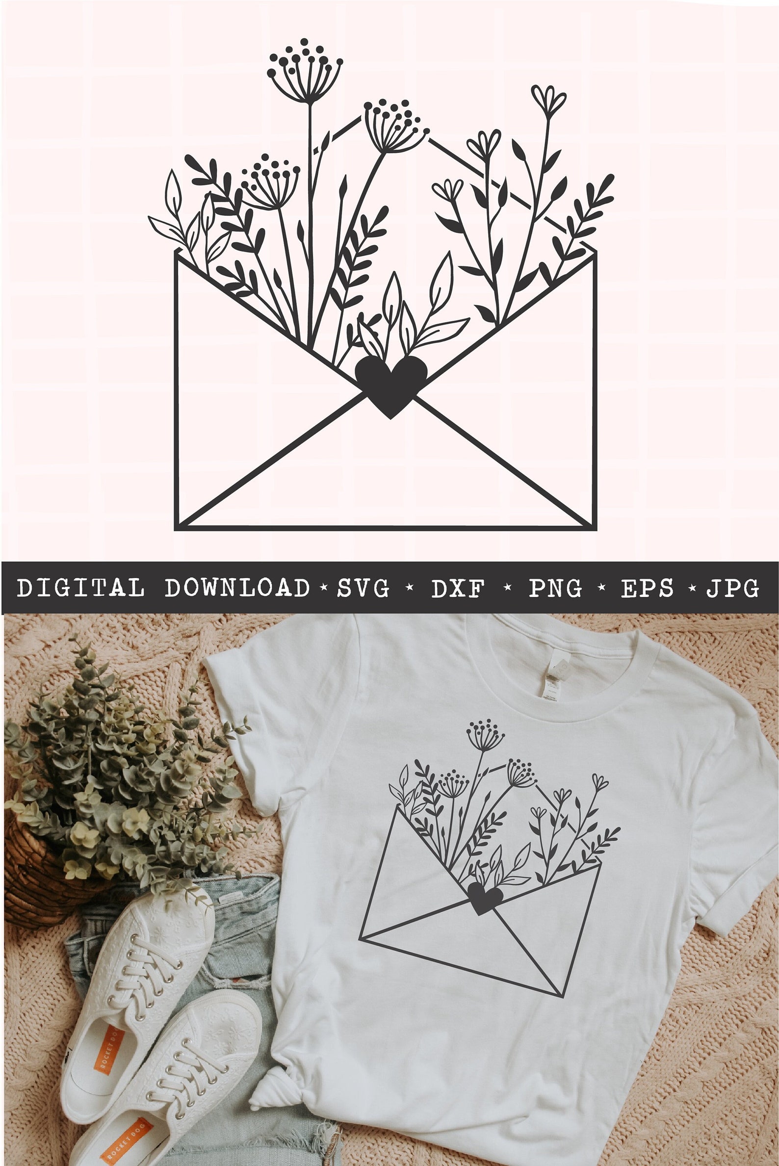 Floral Envelope SVG / Flowers Cut File / Envelope / Digital - Etsy