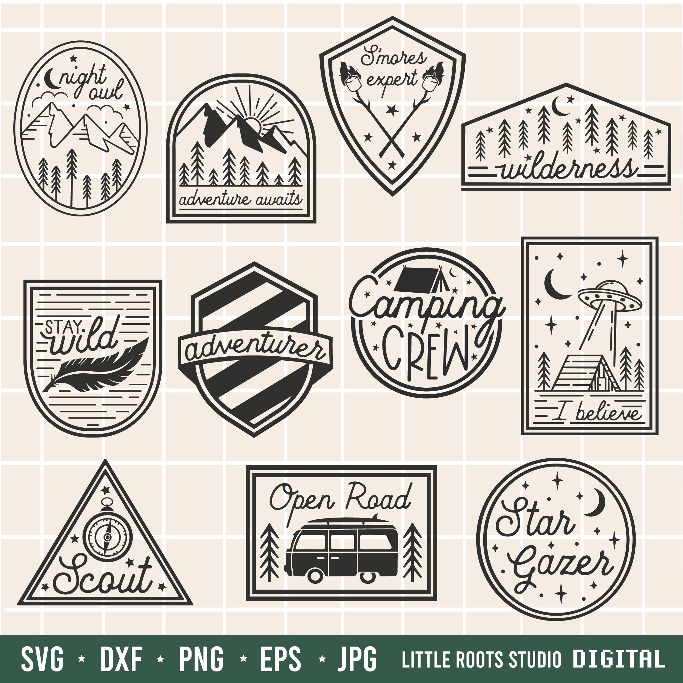Camp Badge SVG Bundle: Scout, Adventure, Outdoors (digital Files) - Etsy