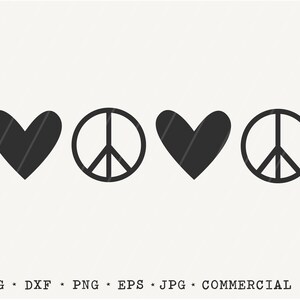 Love and Peace SVG / Heart Cut File / Peace Sign / Digital Download ...