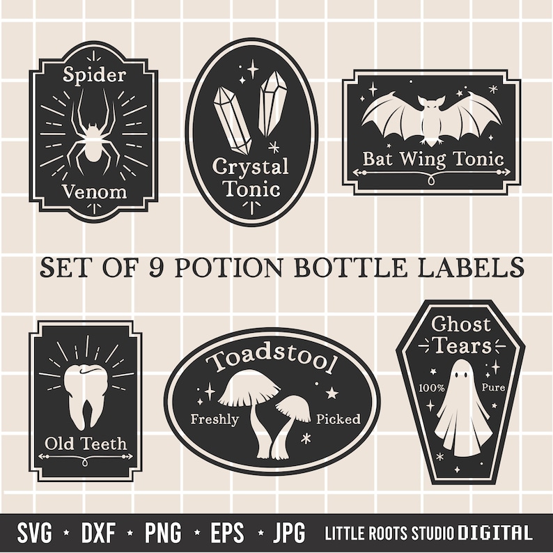 Potion Bottle Labels SVG Bundle: Halloween Decor (digital Download ...
