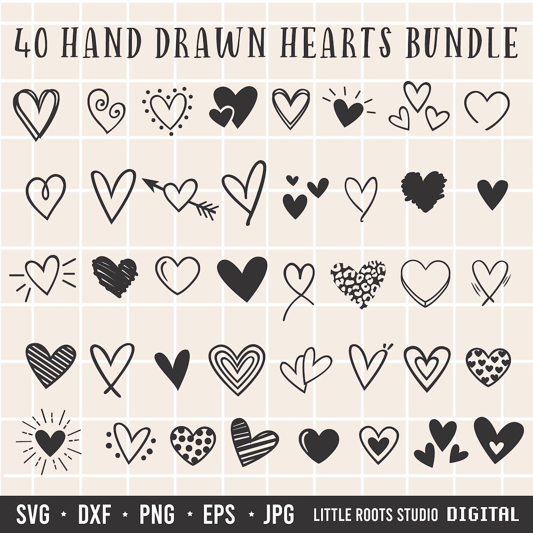 Paquete SVG de corazón / Corazones SVG / Corazones dibujados a mano ...