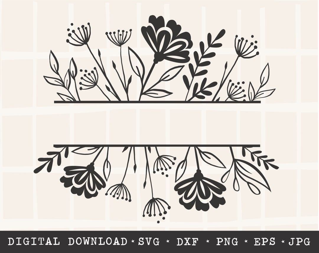 Split Floral Frame SVG / Split Floral Monogram / Floral SVG for Cricut ...