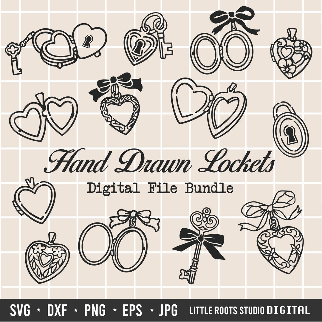 Heart Locket Svg / Locket Svg Bundle / Locket Necklace / Hand Drawn Svg ...