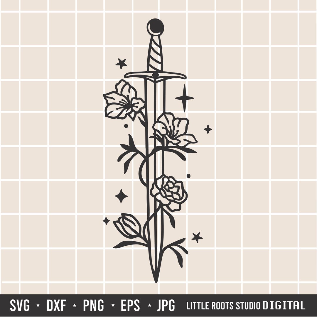 Floral Sword Svg / Fantasy Sword Svg / Magic Svg / Digital Download ...