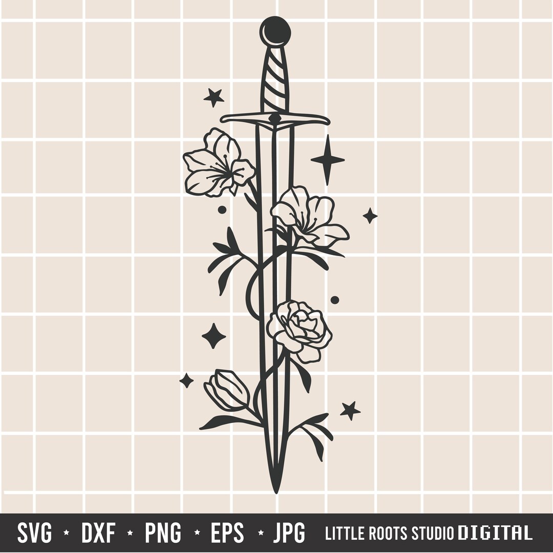 Floral Sword Svg / Fantasy Sword Svg / Magic Svg / Digital Download ...
