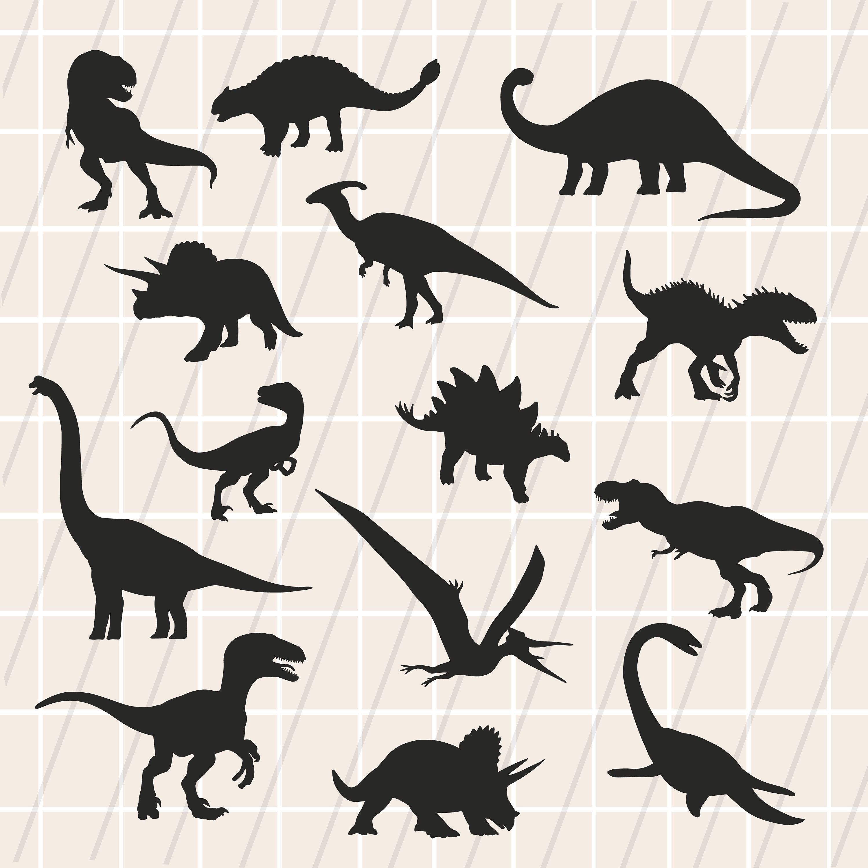 Dinosaur Silhouette SVG Bundle: Dino Cut Files (14 Designs) - Etsy