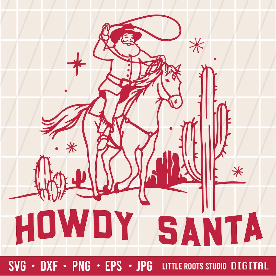 Cowboy Santa SVG: Western Christmas T-shirt Design (digital Download ...