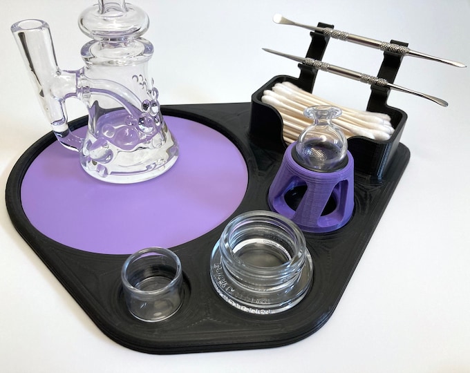 Rig Tray Deluxe in Black - Silicone Padded Dab Station W/ Double Dab ...