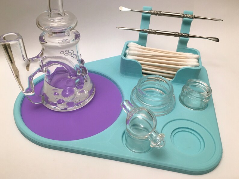 Rig Tray in Blue Silicone Padded Dab Station W/ Double Dab | Etsy