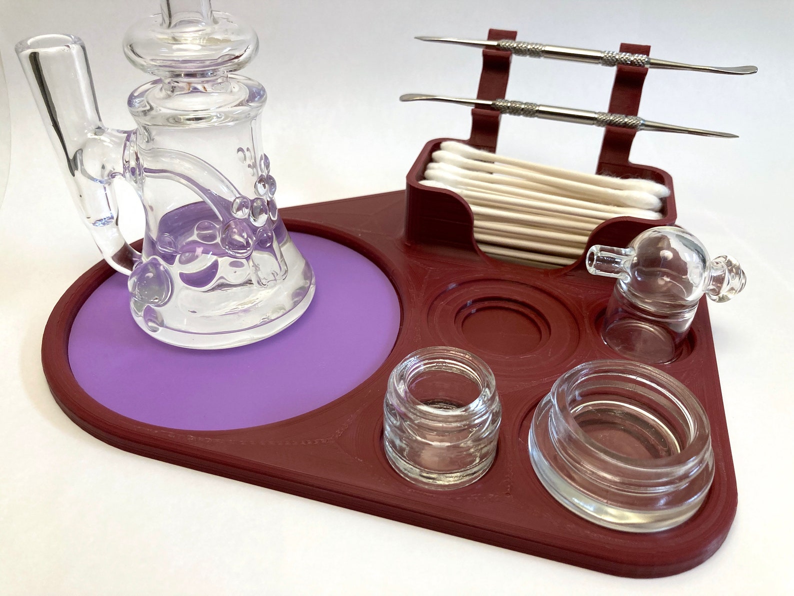 Rig Tray in Maroon Silicone padded dab station w/ double dab | Etsy