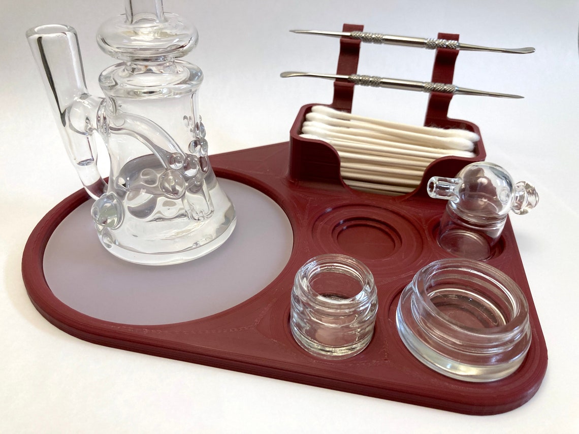 Rig Tray in Maroon Silicone padded dab station w/ double dab | Etsy