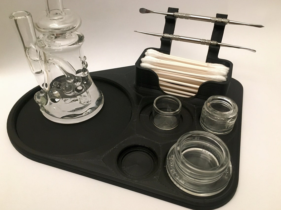 Rig Tray in Black Silicone padded dab station w/ double dab | Etsy