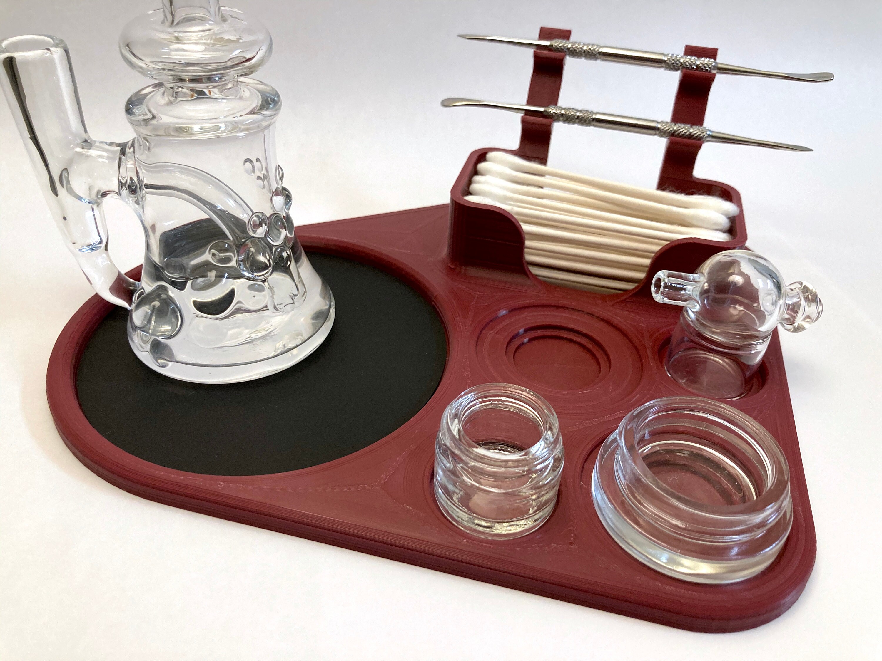 Rig Tray in Maroon Silicone padded dab station w/ double dab | Etsy